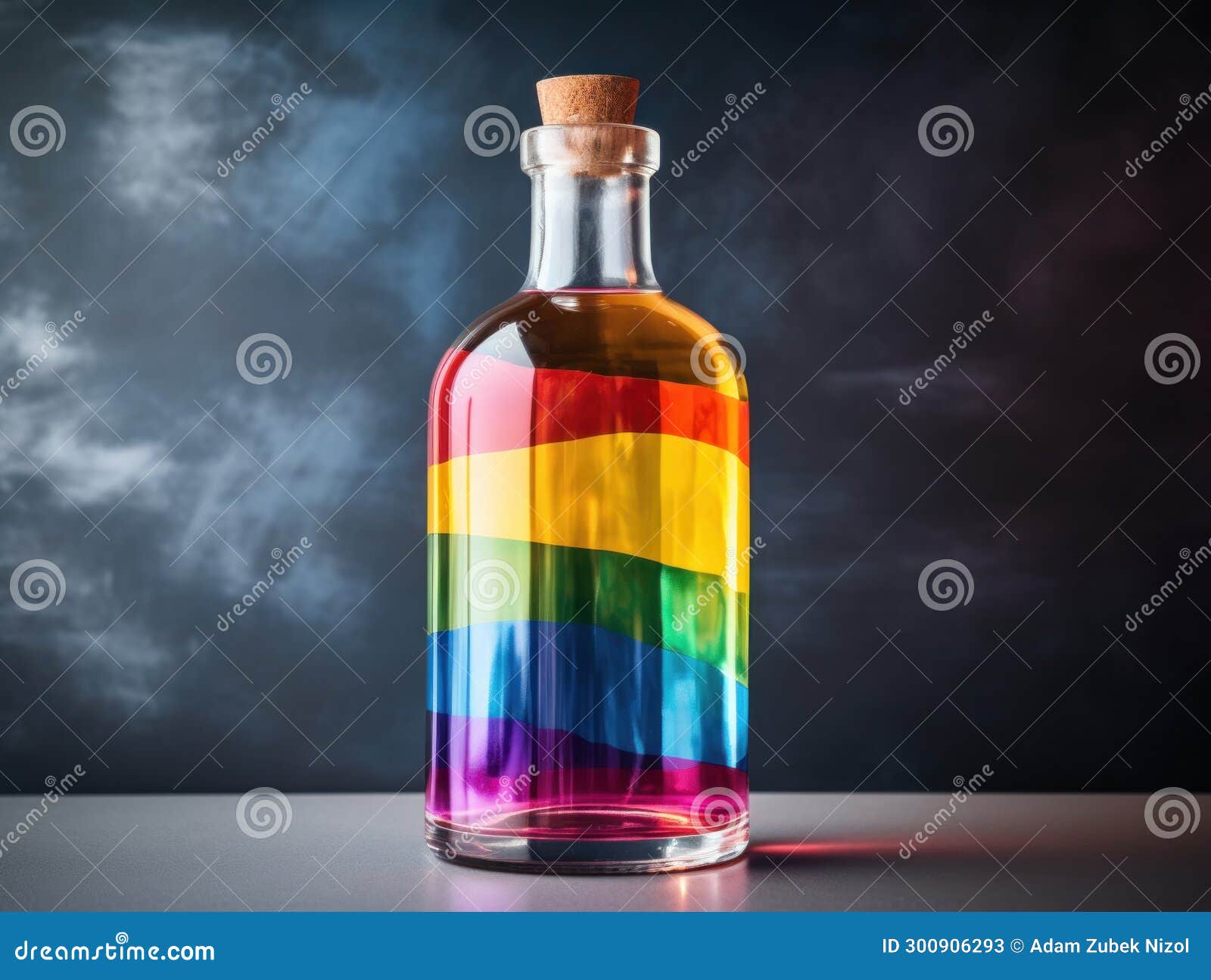 A Bottle with a Rainbow Colored Liquid Stock Illustration ...