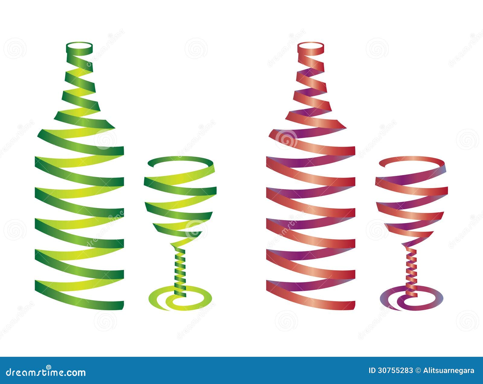 Bottle Ribbon Set stock vector. Illustration of glass - 30755283