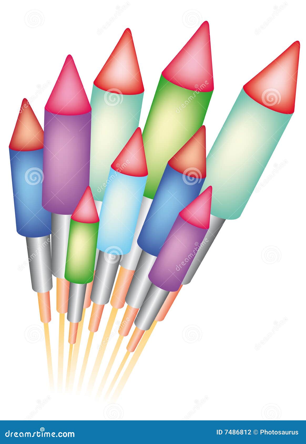 Bottle rockets stock vector. Illustration of rocket, pyrotechnics - 7486812
