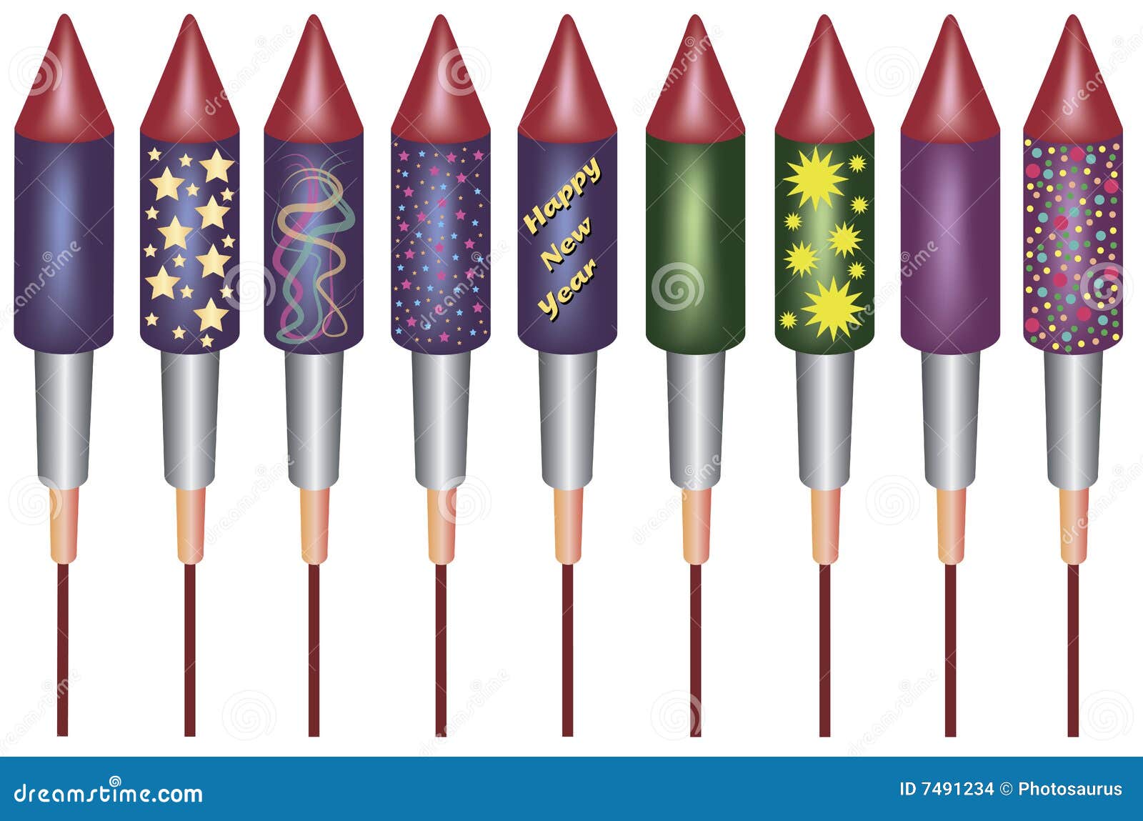 Bottle rockets stock vector. Illustration of firecracker - 7491234