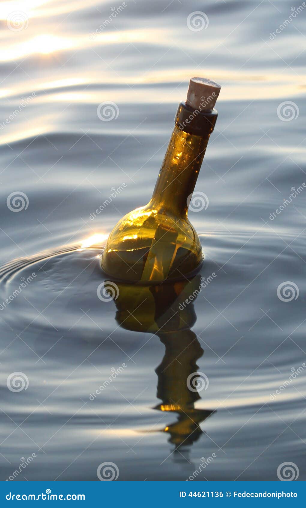 Bottle with a Secret Message in the Middle of the Ocean Stock Photo ...