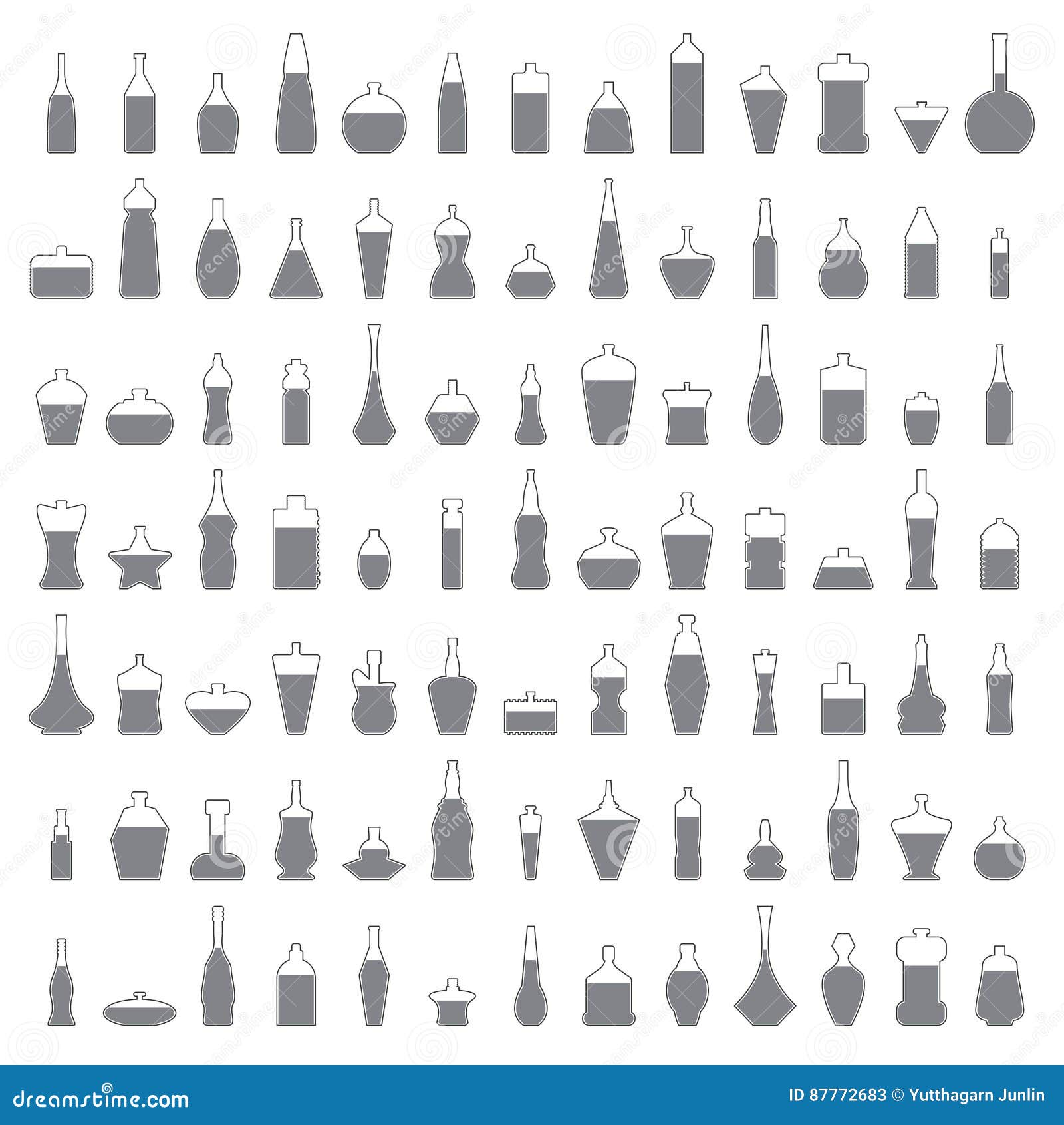 Bottle Shape Icon Set - Vector Stock Vector - Illustration of ceramic ...