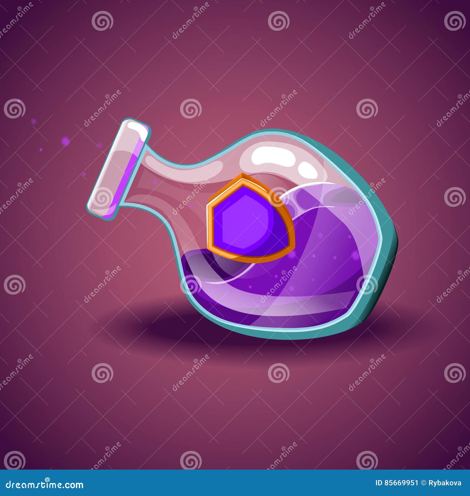 Bottle with Shield, Magic Elixir Stock Vector - Illustration of object ...