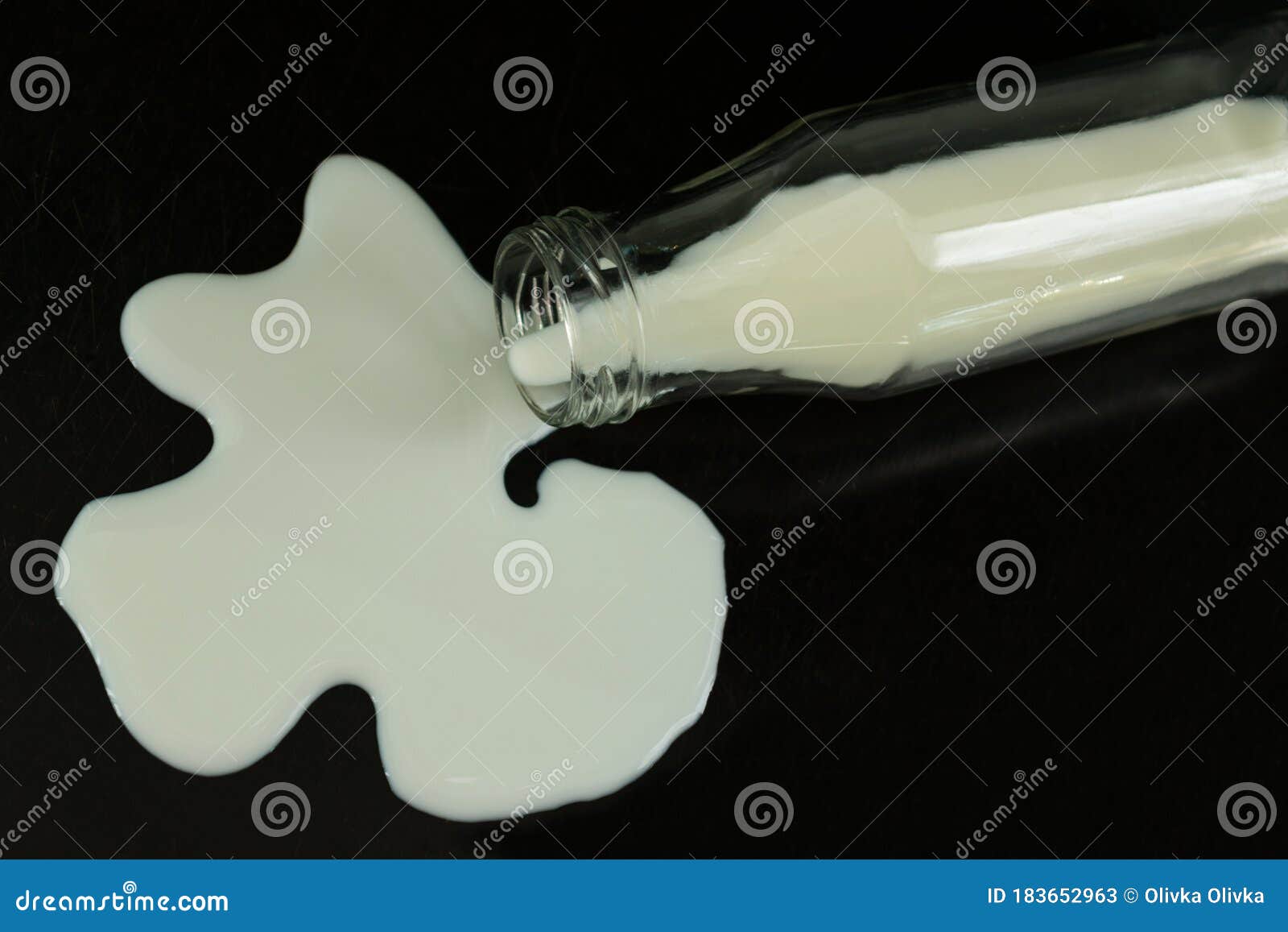 Spilled Milk. Overturned Glass With Milk On Blue Background. Dairy ...