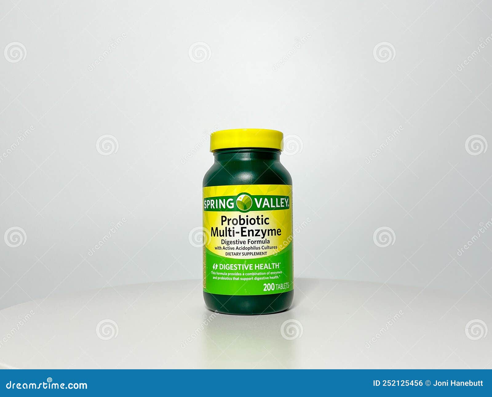 A Bottle of Spring Valley Probiotic Tablets on a White Background ...