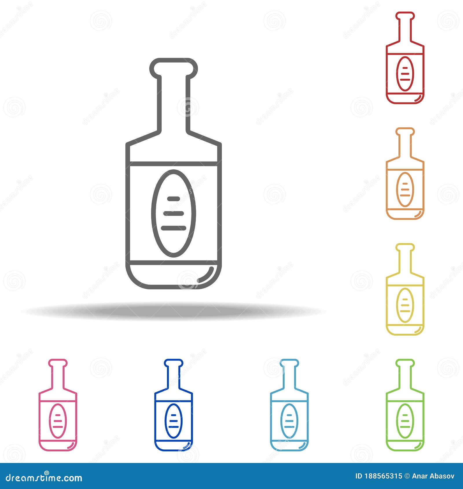 Bottle of Tequila Icon. Elements of Alcohol Drink in Multi Colored ...