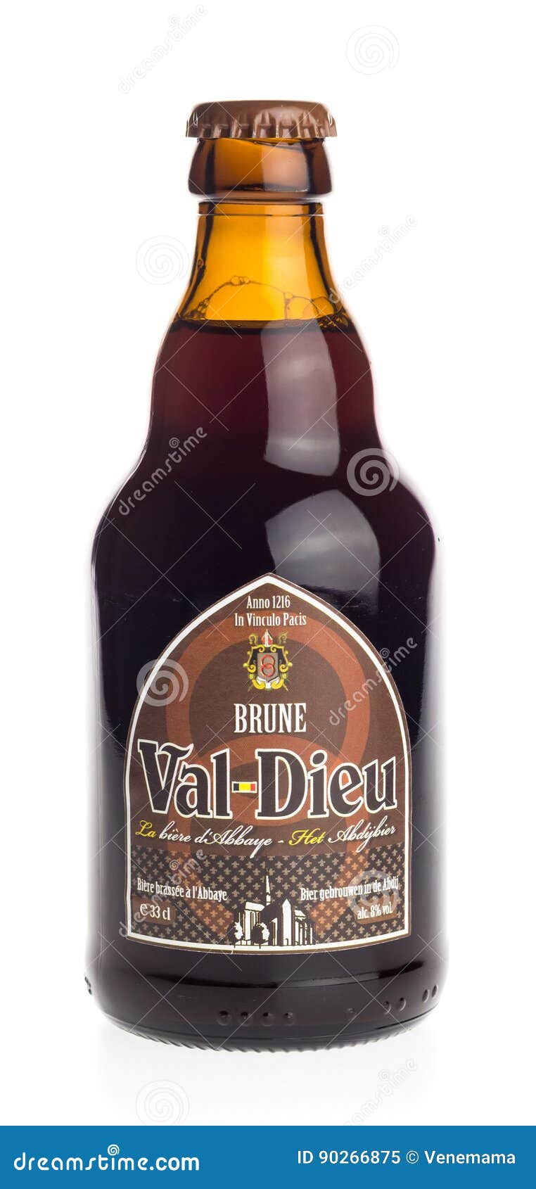 Dark Beer Bottle From Brains Brewery On Light Textured Background ...