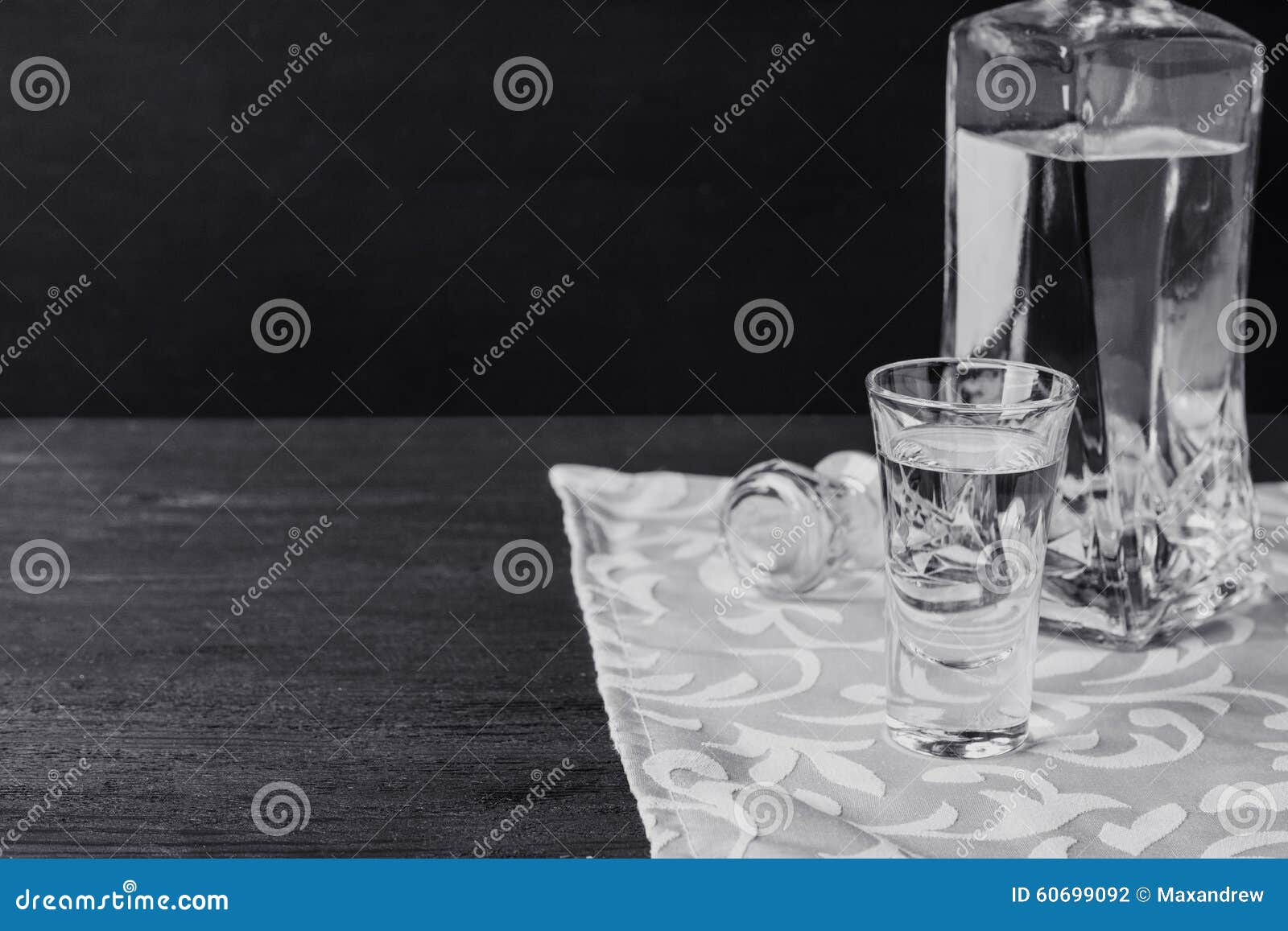Bottle of Vodka with Glasses on the Wooden Table Stock Photo - Image of ...