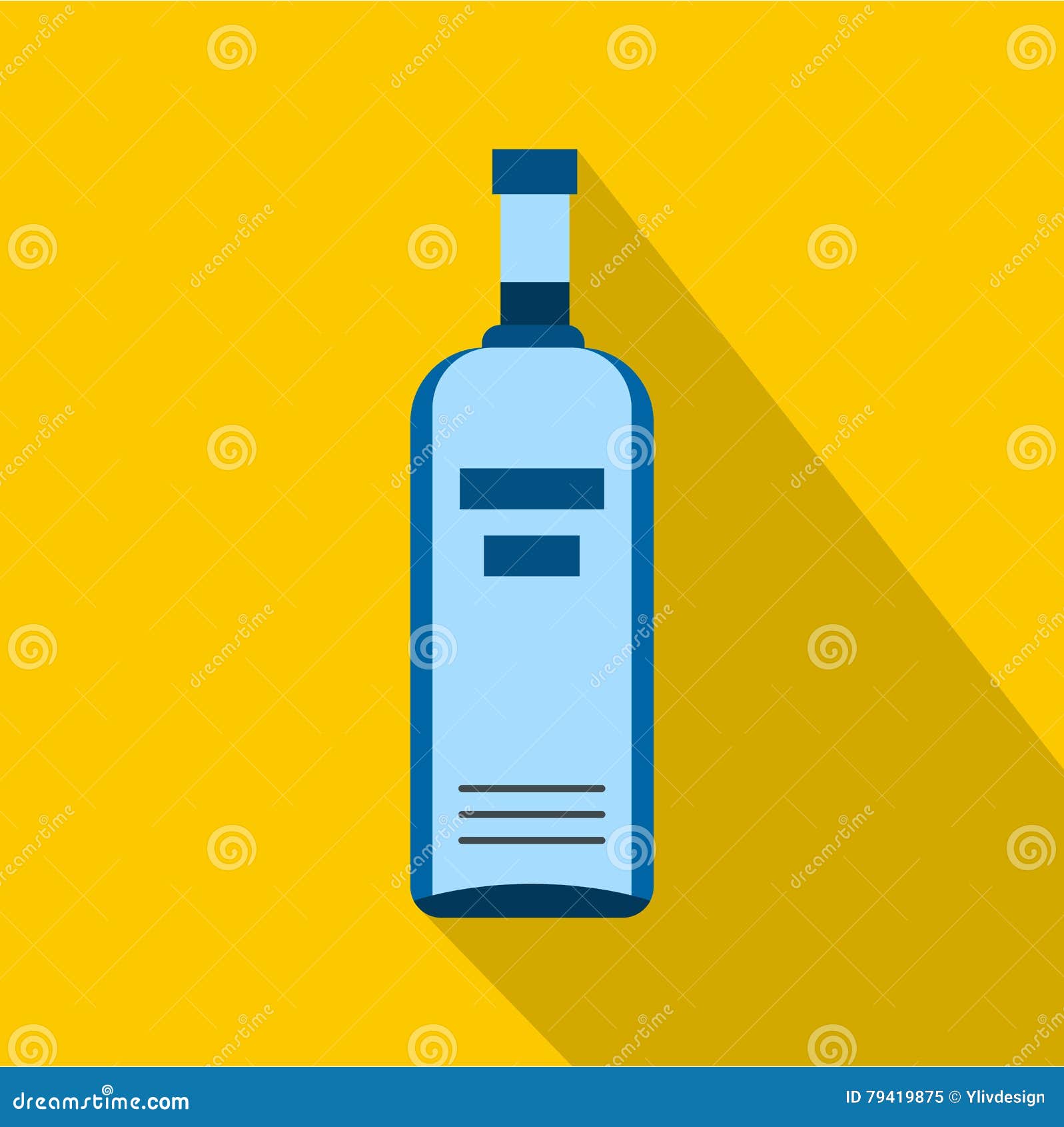 Bottle of Vodka Icon, Flat Style Stock Vector - Illustration of ...
