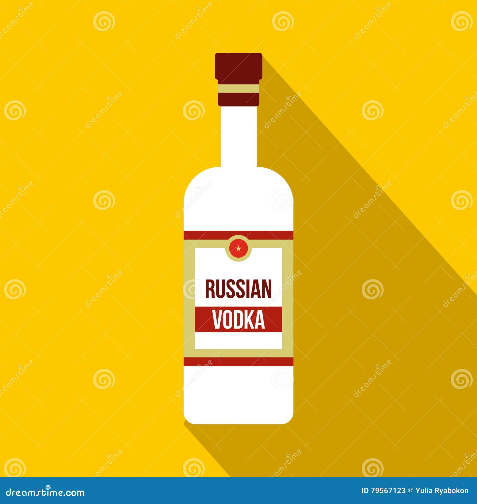 Bottle of Vodka Icon, Flat Style Stock Vector - Illustration of shape ...