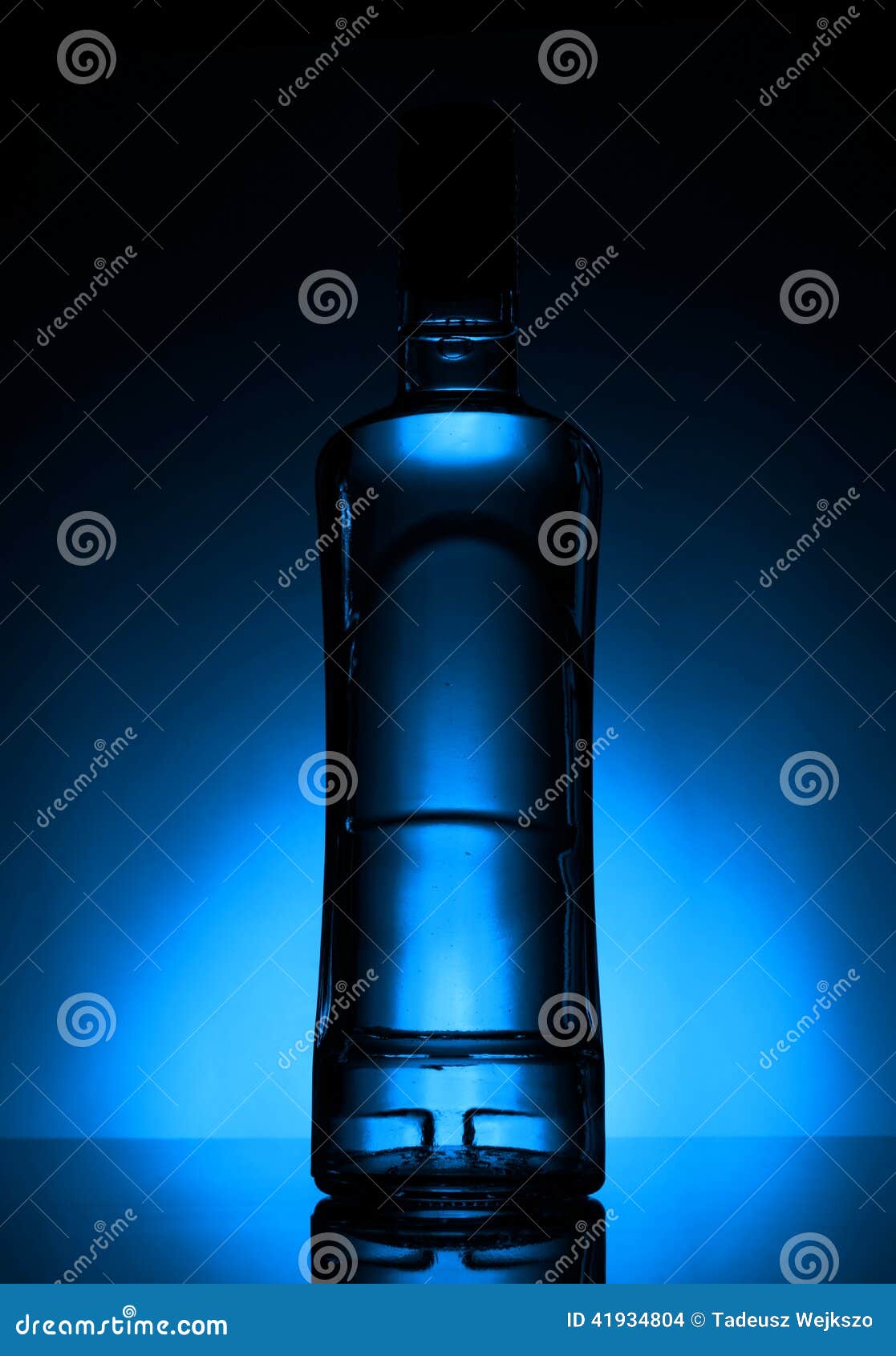 Bottle of Vodka Lit with Blue Backlight Stock Photo - Image of clear ...