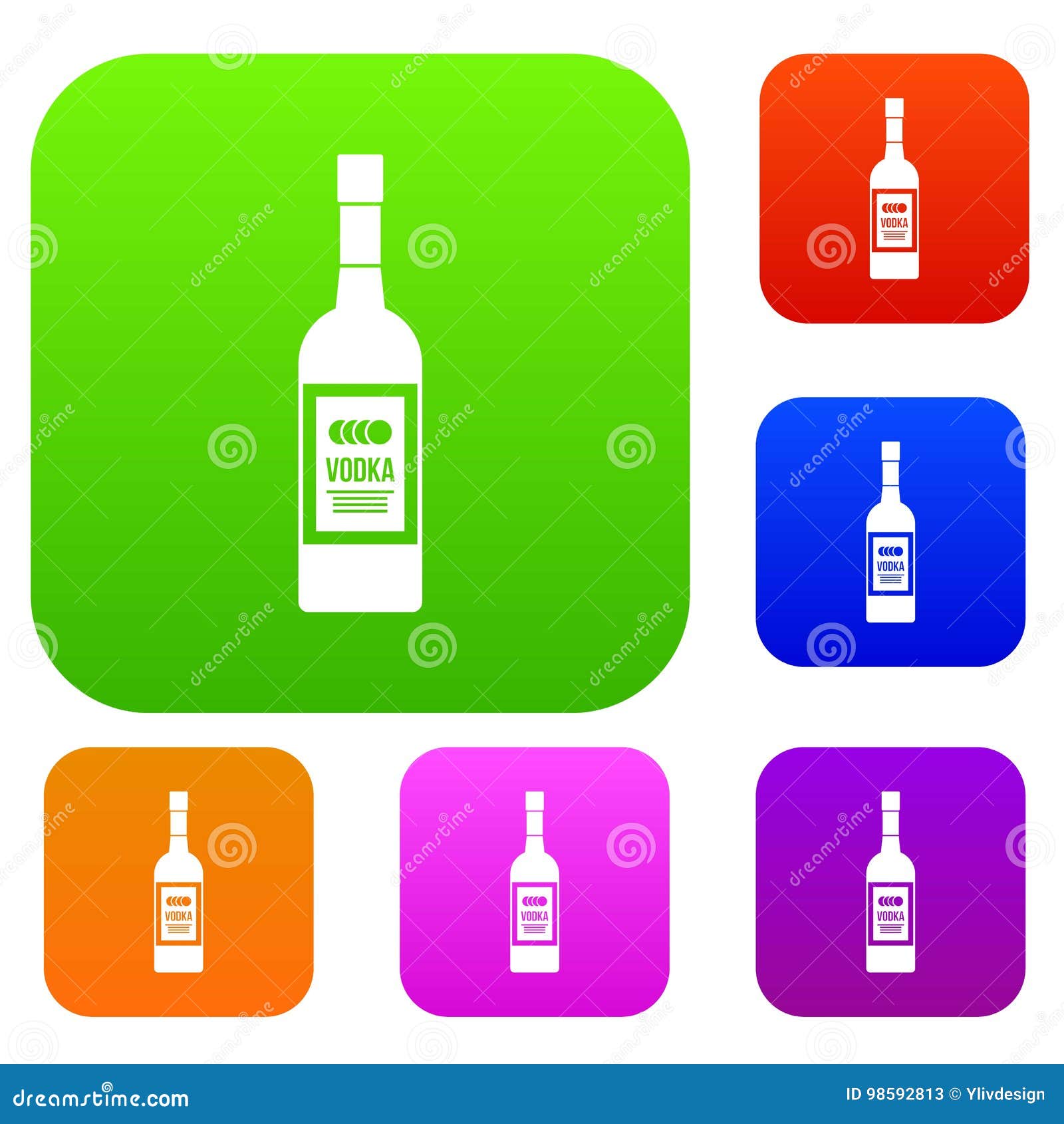 Bottle of Vodka Set Collection Stock Vector - Illustration of distill ...