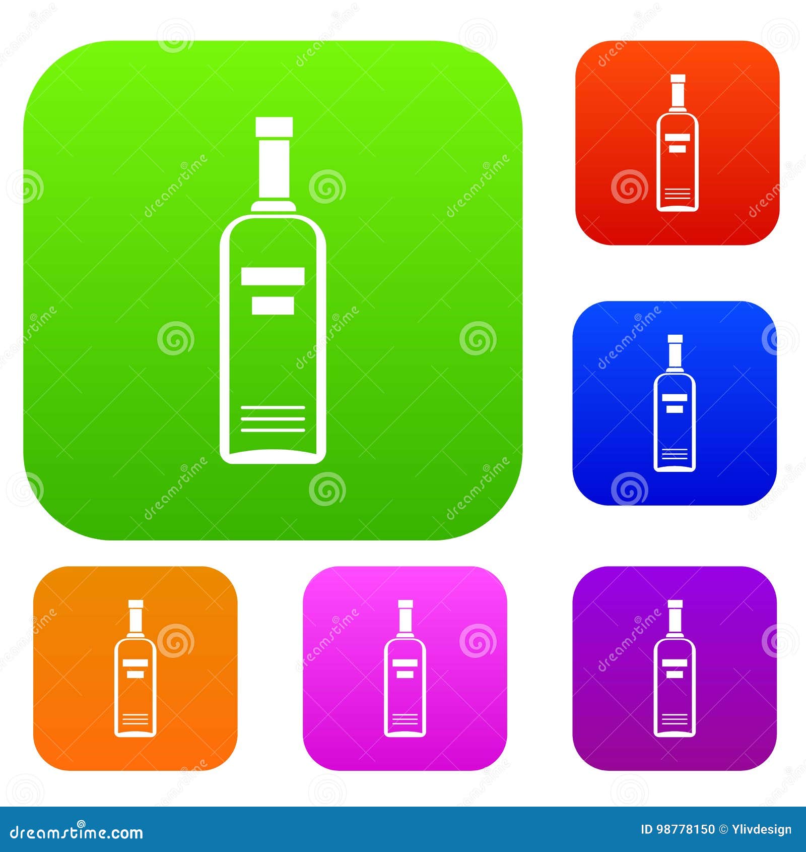 Bottle of Vodka Set Collection Stock Vector - Illustration of booze ...