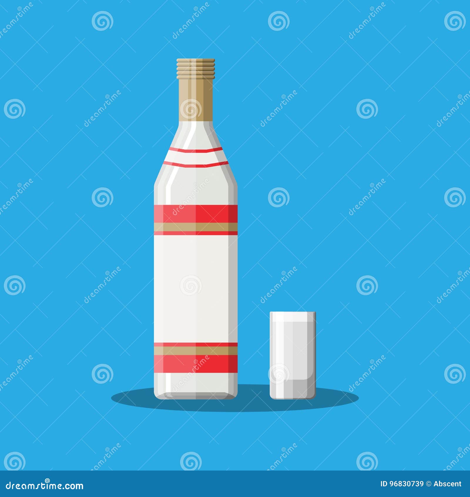 Bottle of Vodka with Shot Glass. Stock Vector - Illustration of party ...