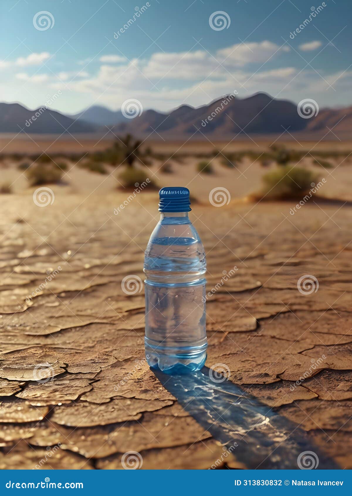 A Bottle of Water in the Desert Stock Illustration - Illustration of ...
