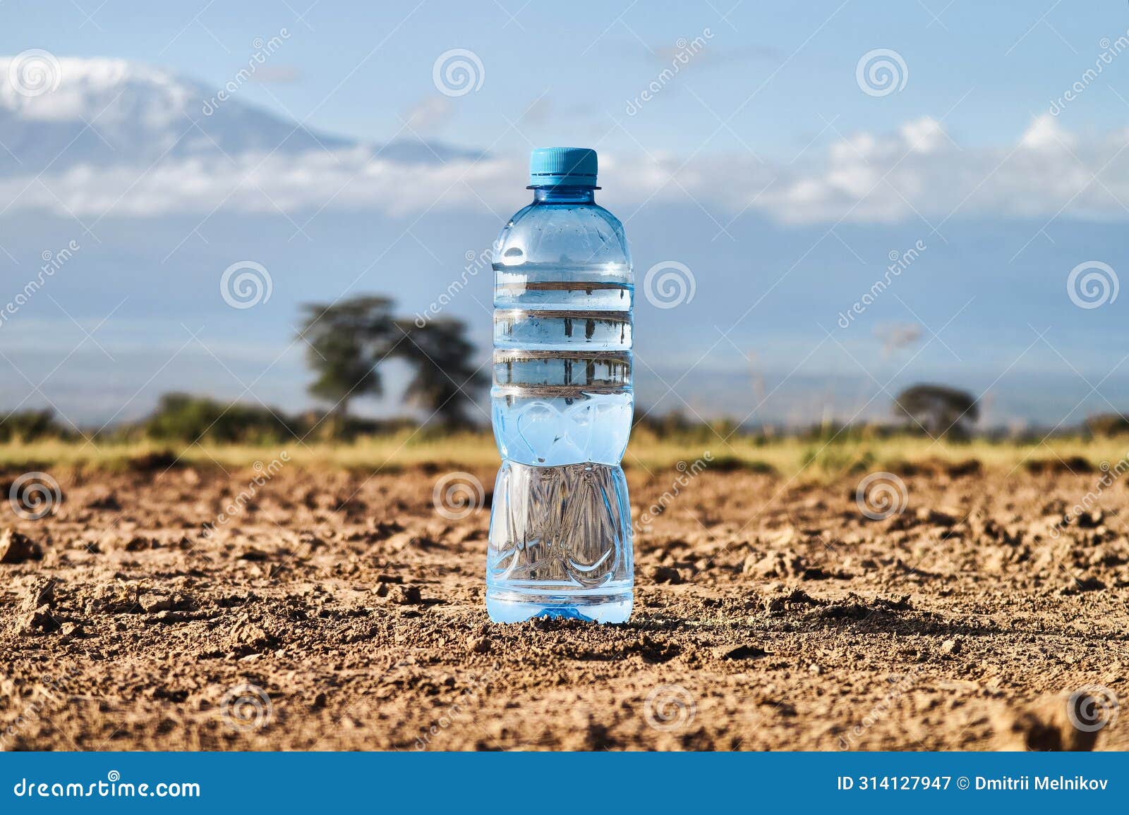 A Bottle of Water on Dried Ground. the Concept of Thirst, Dehydration ...