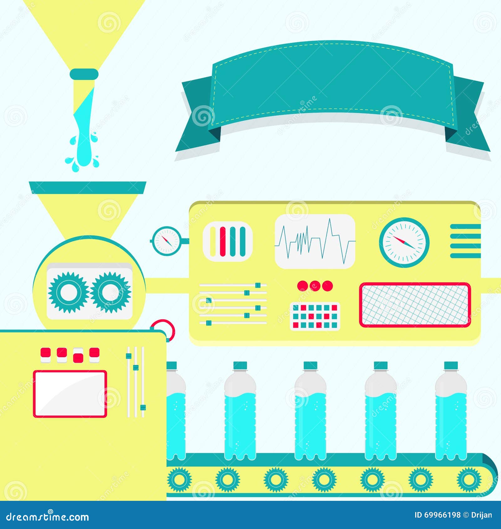 Bottle of water production stock vector. Illustration of drop - 69966198