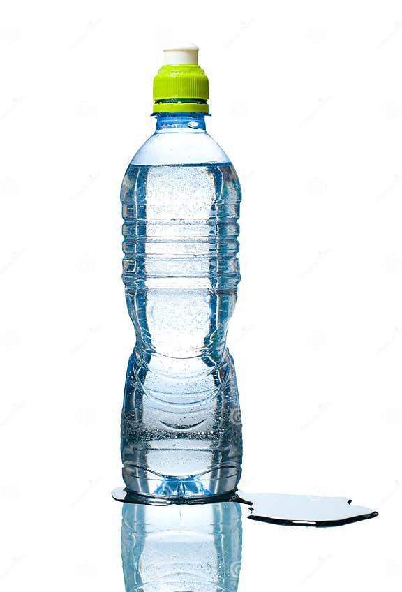 Bottle of Water with Puddle Besides Stock Photo - Image of fresh, full ...