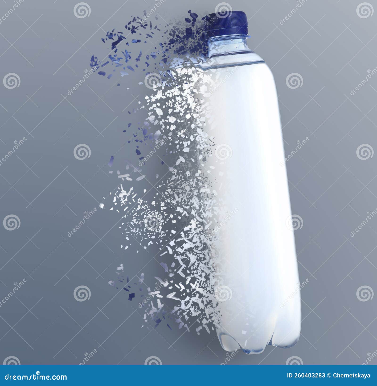 Bottle of Water Vanishing on Color Background. Decomposition of Plastic ...