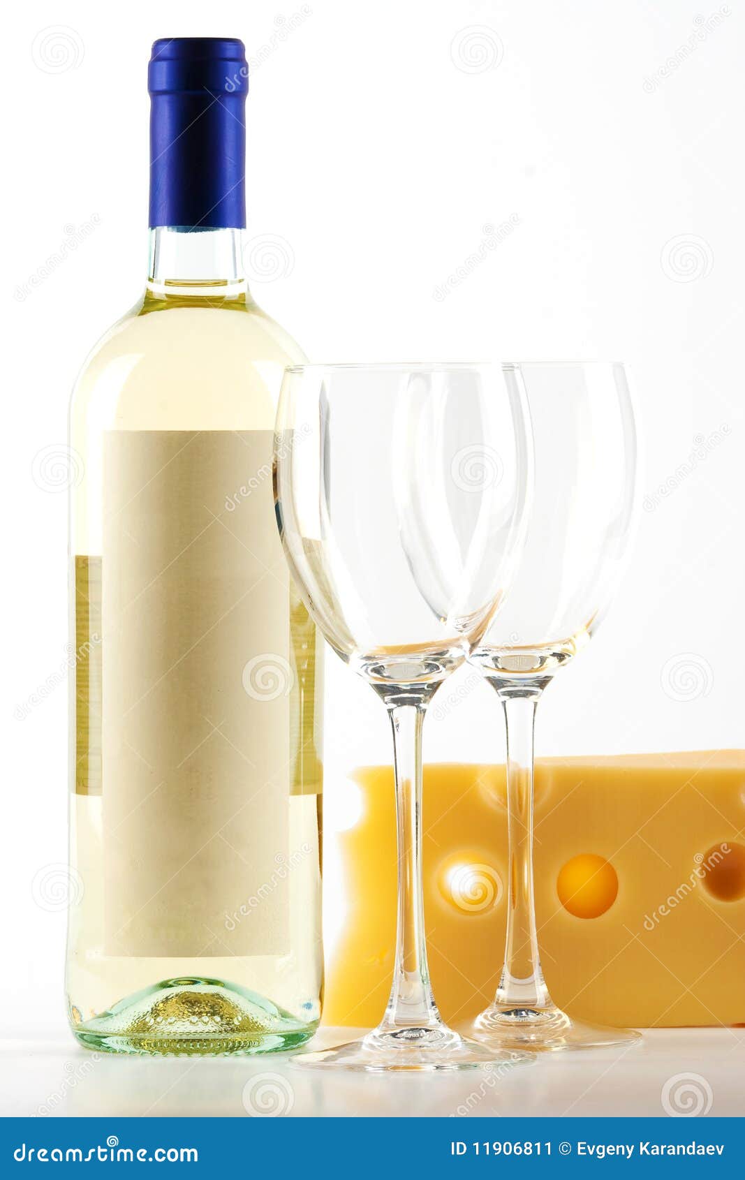 Bottle of White Wine, Two Empty Glasses and Cheese Stock Image - Image ... Bottle of White Wine, Two Empty Glasses and Cheese Stock Image - Image ...