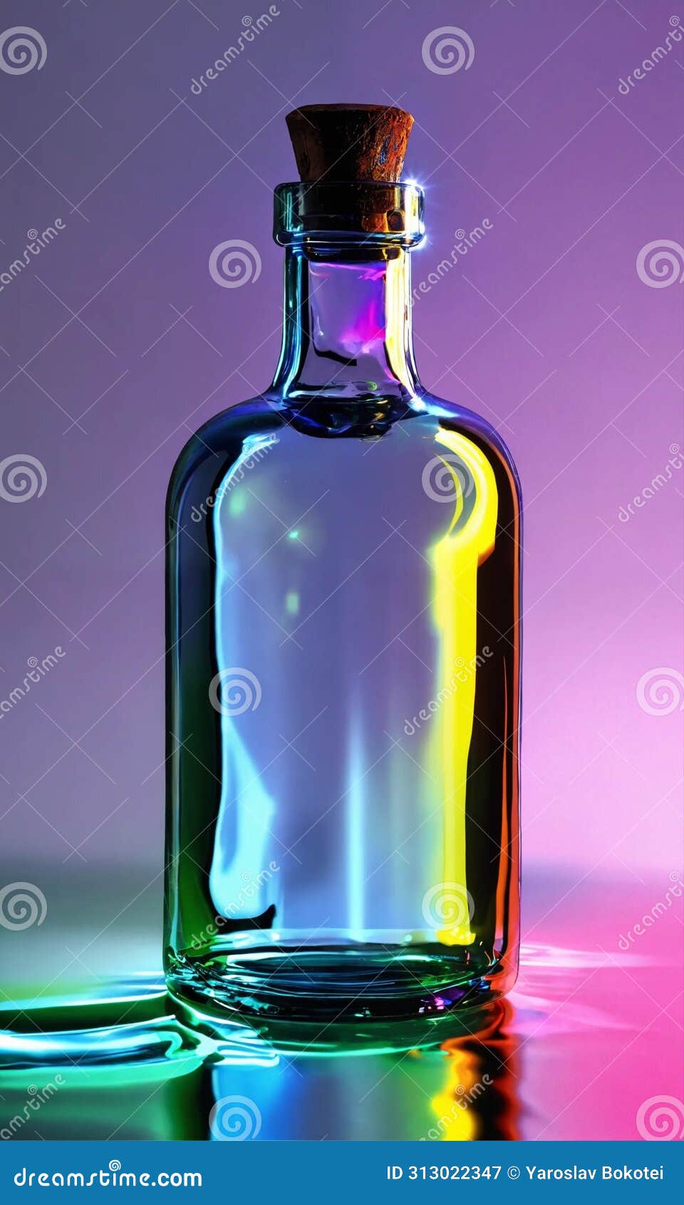 Bottle of Wine. Background Light Effect Casuistry from Colored Glass ...