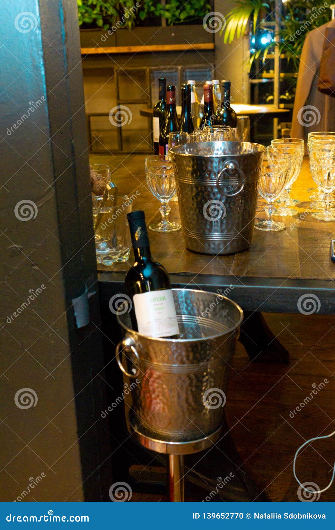 Bottle of Wine in Ice Bucket Stock Photo - Image of concept, cooling ...