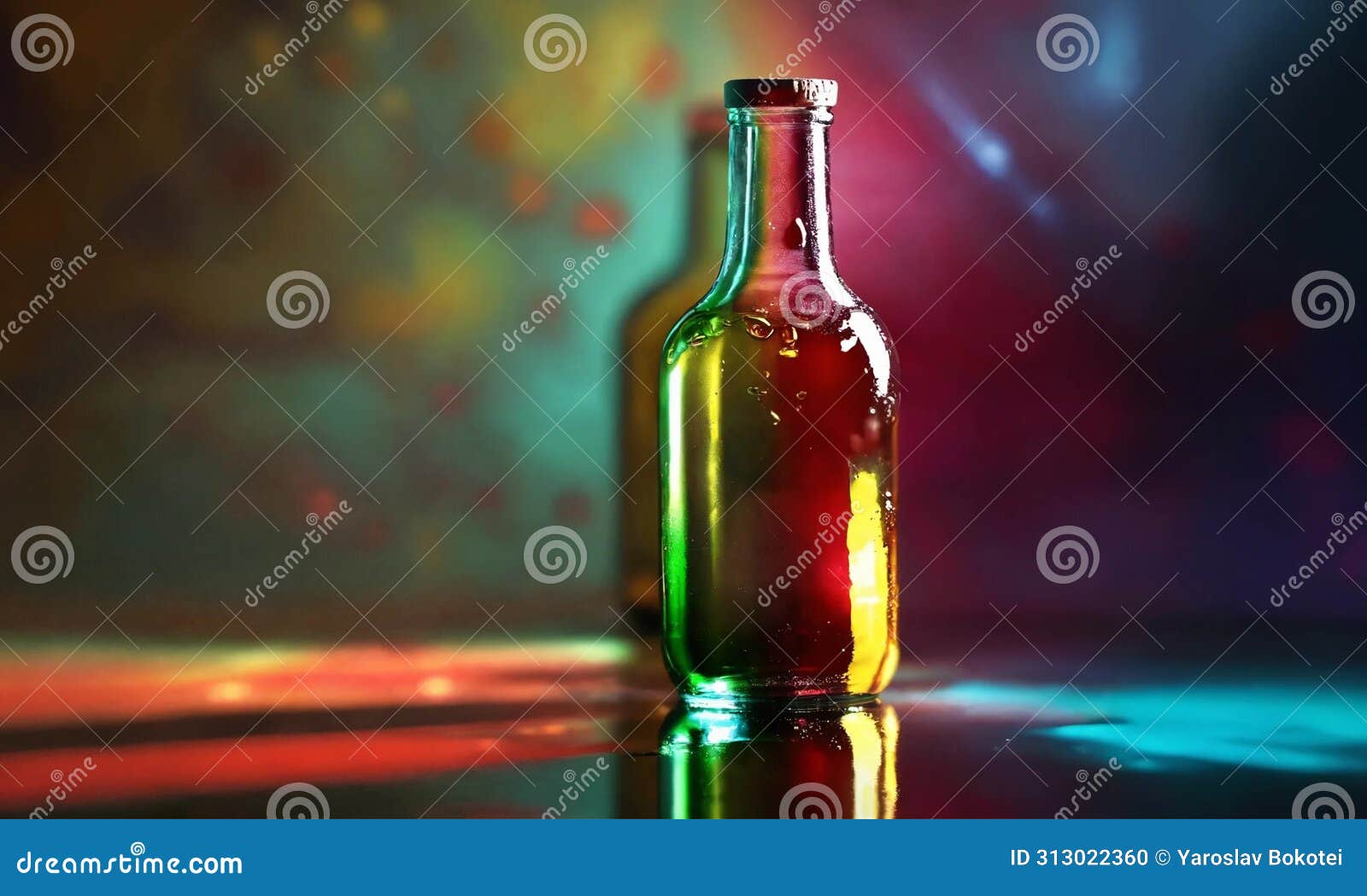 Bottle of Wine on a Table. Background Light Effect Casuistry from ...
