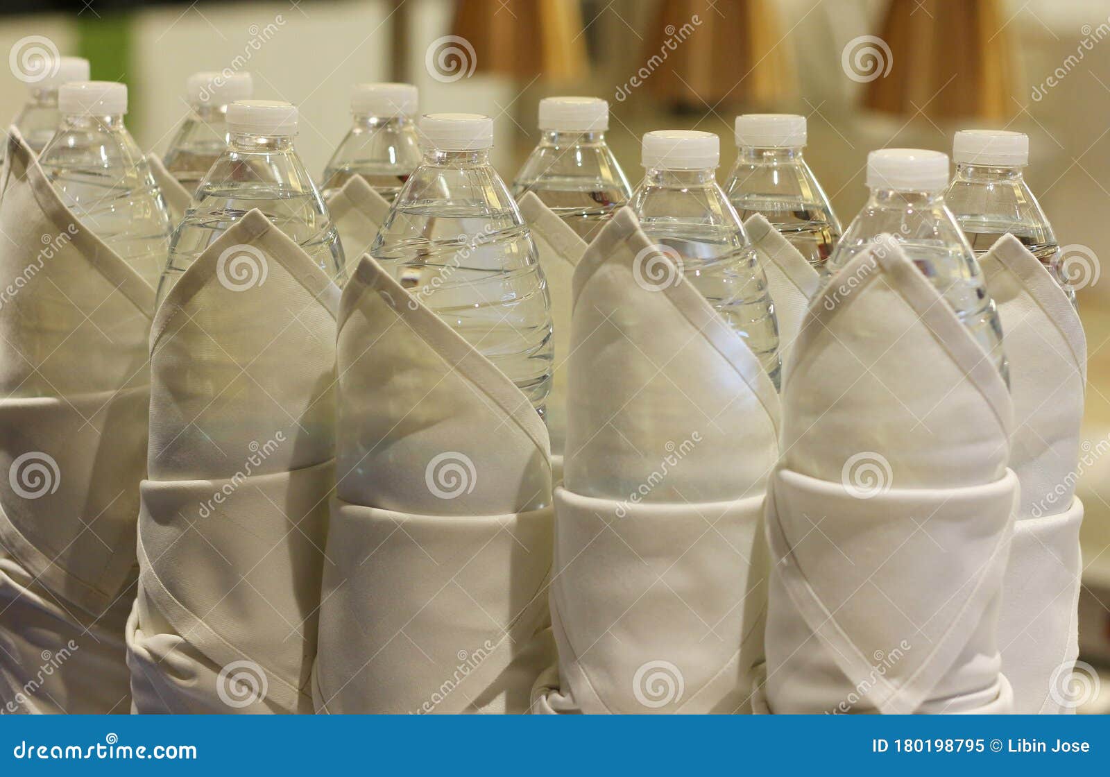 Bottled Drinking Water Wrapped with Napkin Stock Image - Image of ...