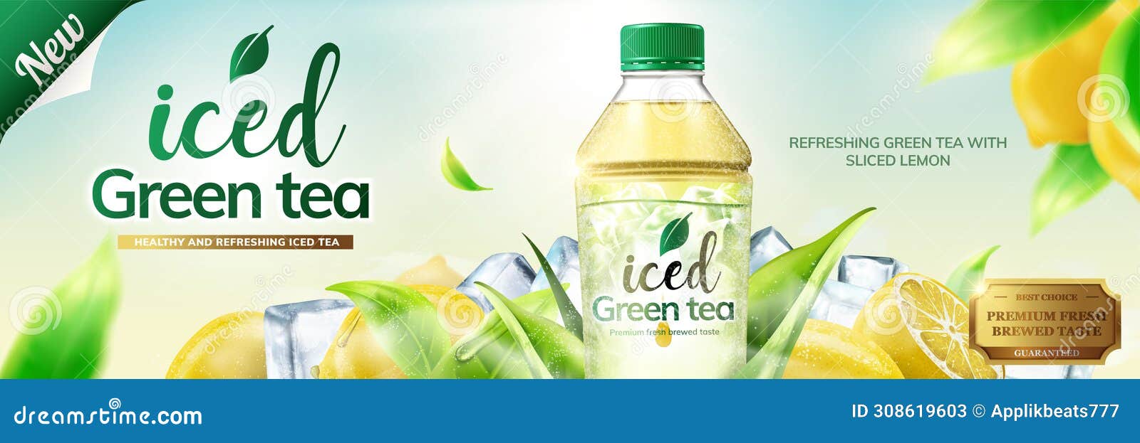 Bottled Green Tea Banner Ads Stock Vector - Illustration of plant ...