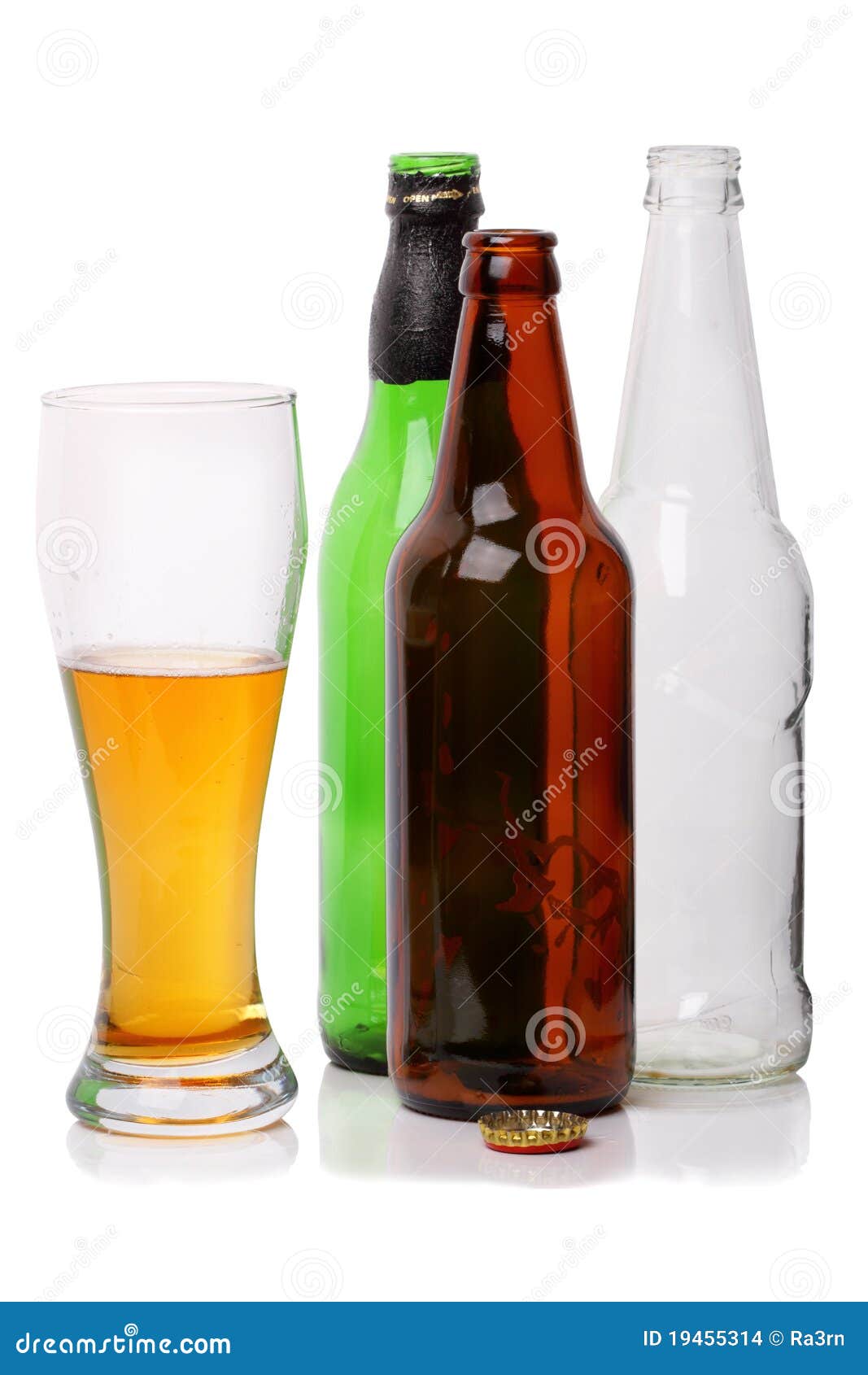 Bottled lager on white stock photo. Image of glass, green - 19455314