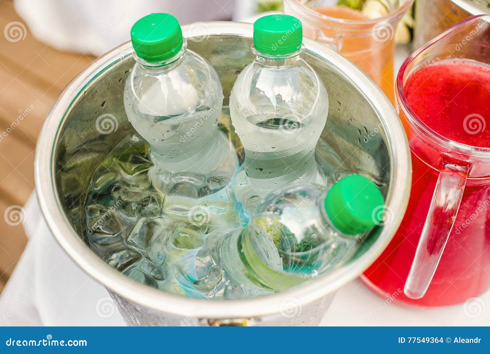 Bottled Water in an Ice Bucket Stock Photo - Image of cocktail, cooler ...