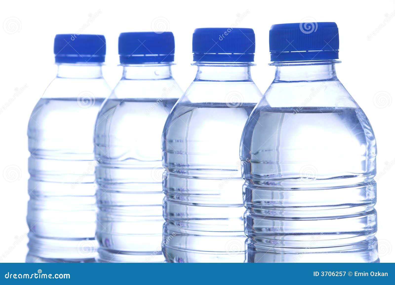 Bottled water in line stock image. Image of isolated, beverage - 3706257