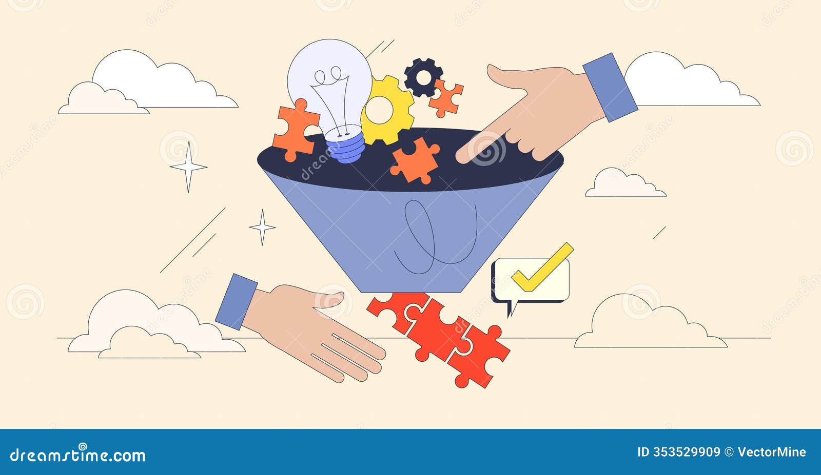 The Bottleneck Effect in Problem-solving is Depicted with Hands Stock ...