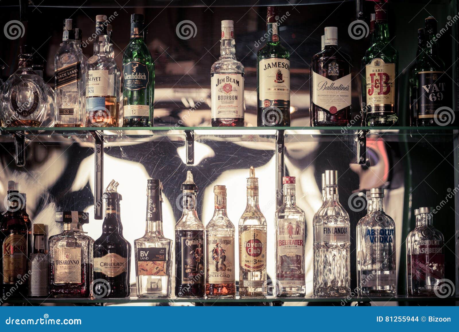 Bottles of alcohol editorial stock image. Image of whiskey - 81255944