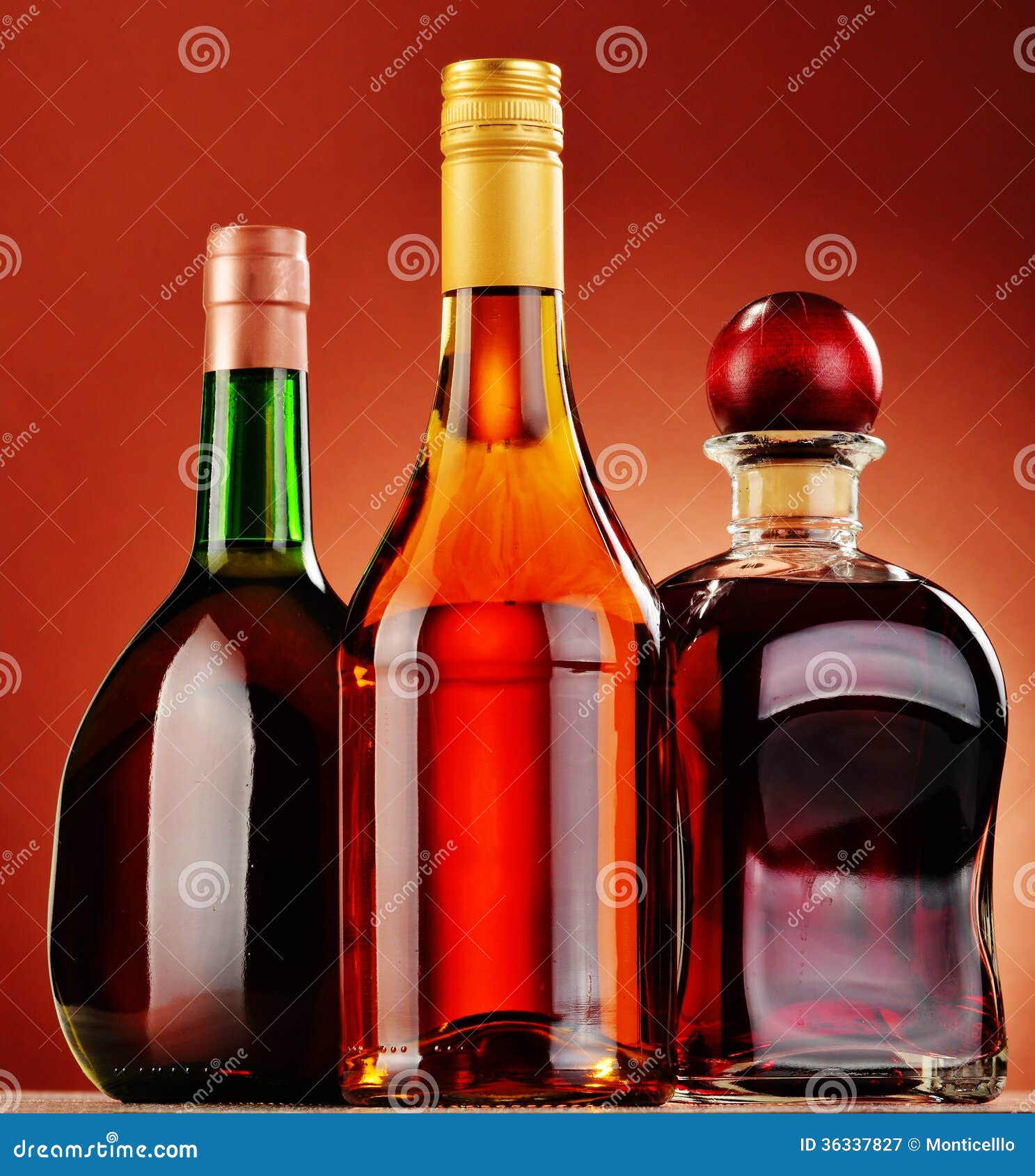 Bottles of Assorted Alcoholic Beverages Stock Image - Image of duty ...