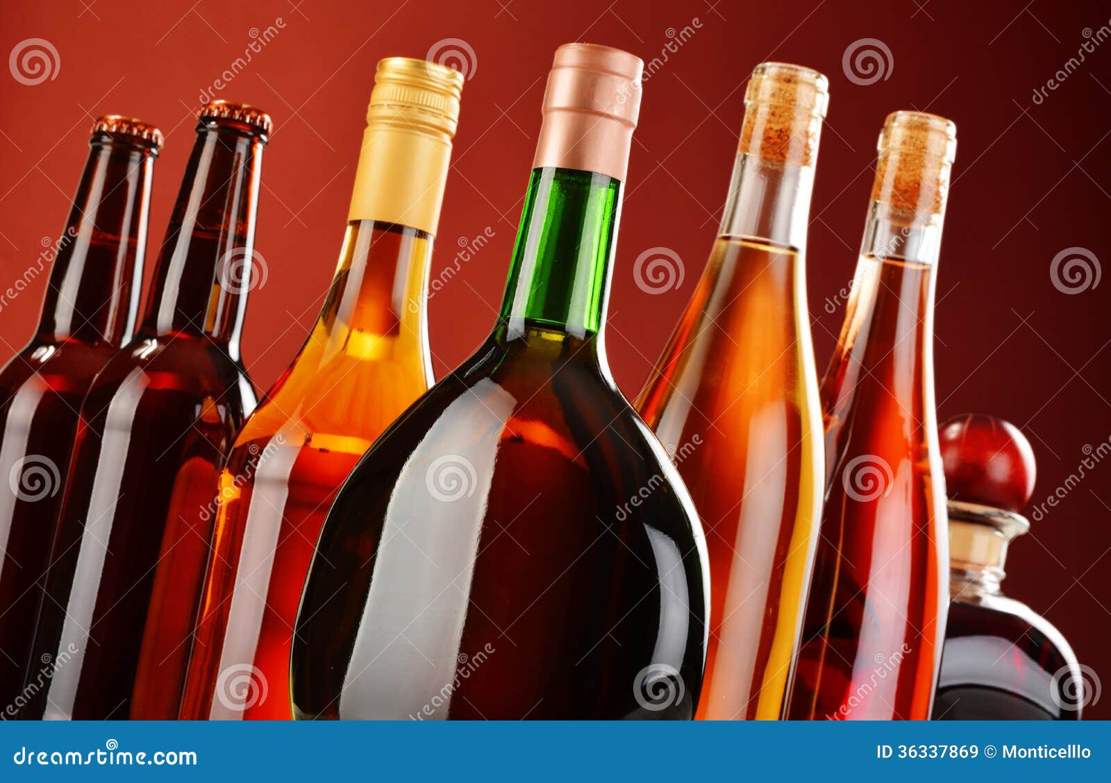 Bottles of Assorted Alcoholic Beverages Stock Image - Image of ethanol ...