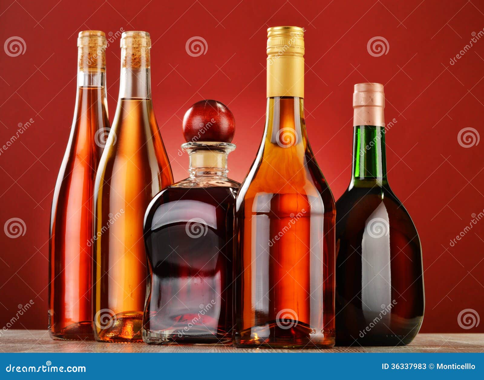 Bottles of Assorted Alcoholic Beverages Stock Image - Image of ...
