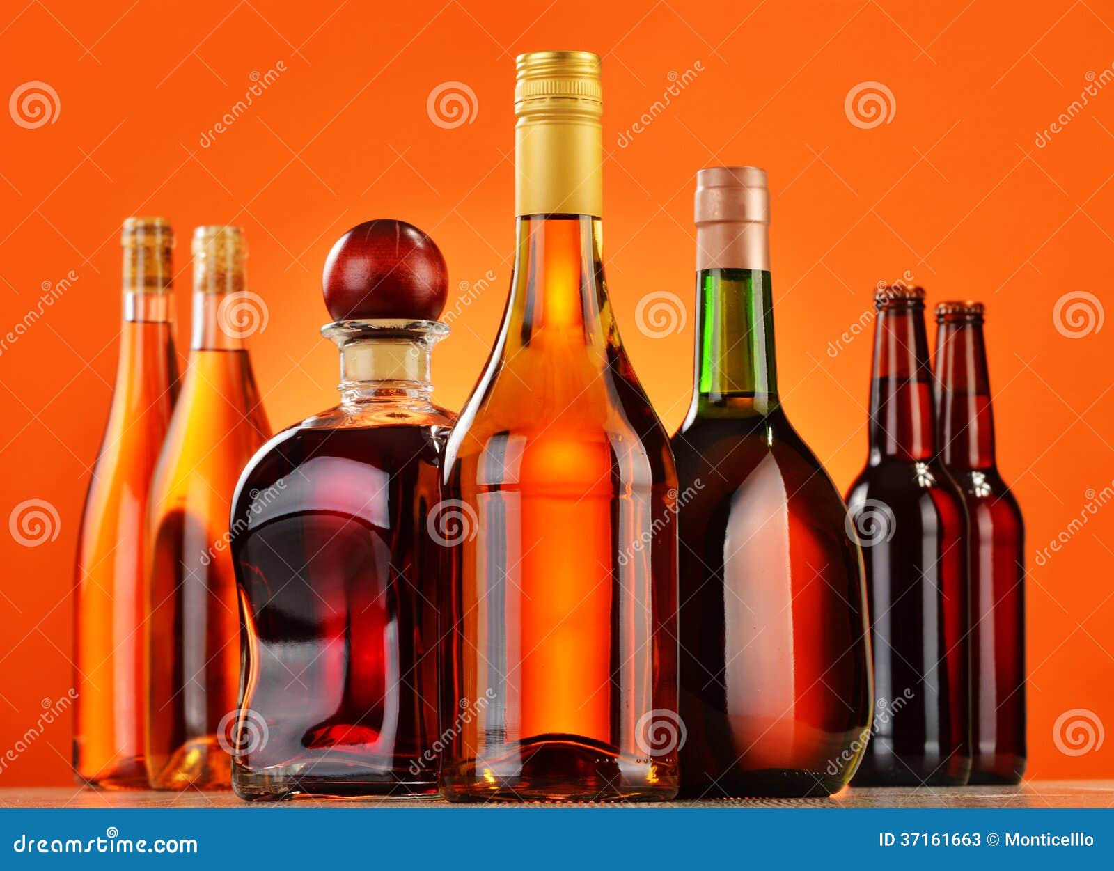 Bottles of Assorted Alcoholic Beverages Stock Image - Image of grocery ...