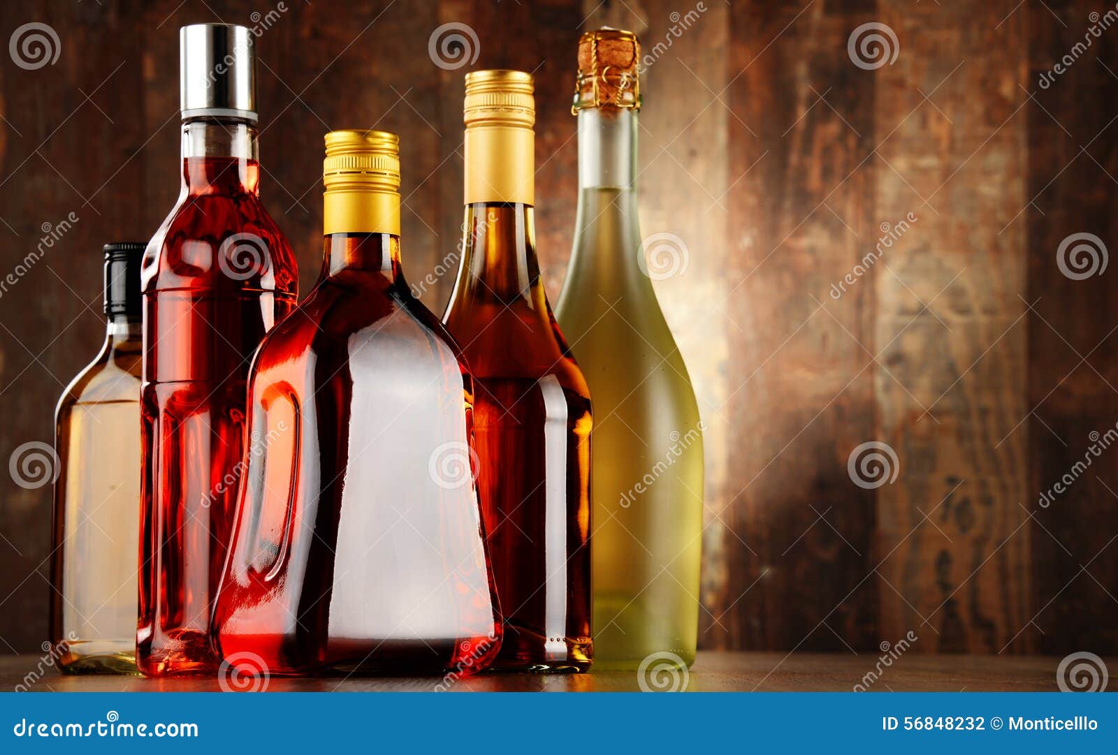 Bottles of Assorted Alcoholic Beverages Stock Photo - Image of booze ...