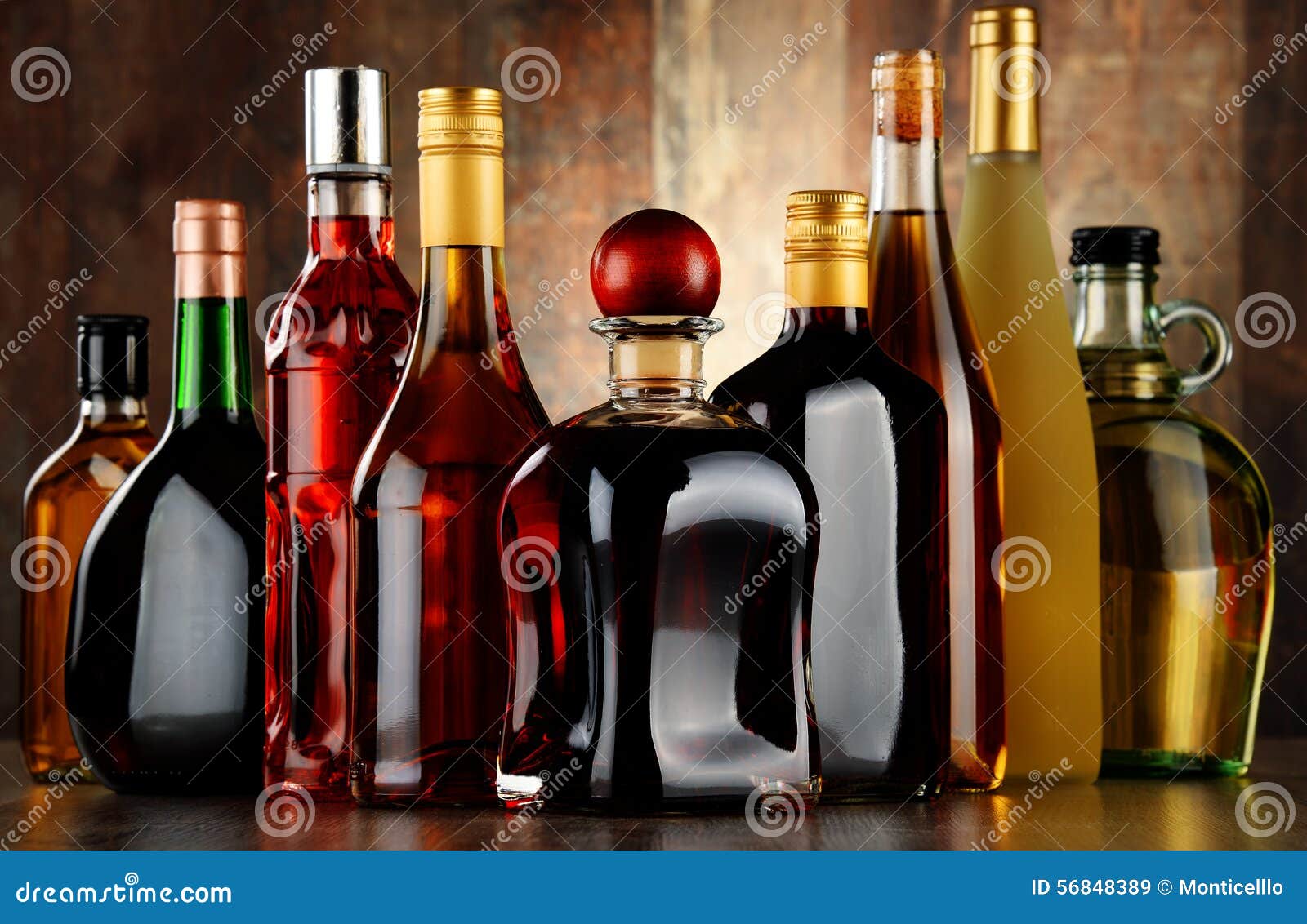 Bottles of Assorted Alcoholic Beverages Stock Image - Image of liquor ...