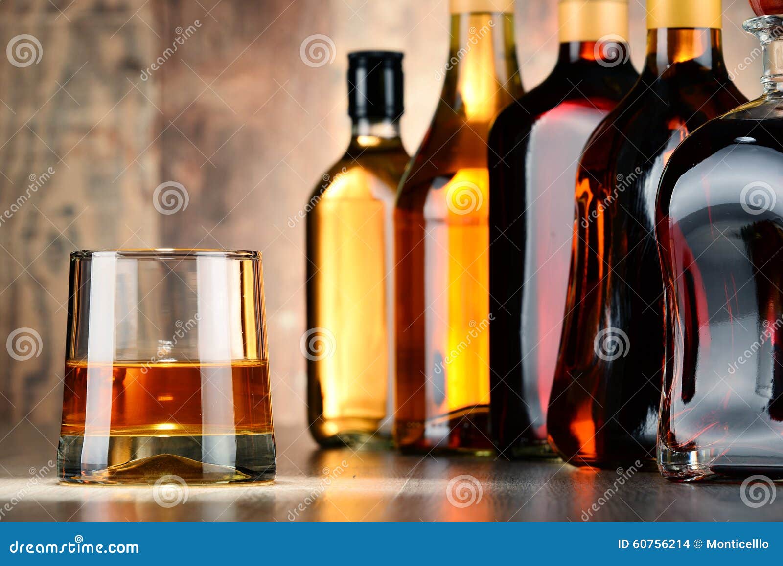 Bottles of Assorted Alcoholic Beverages Stock Photo - Image of booze ...