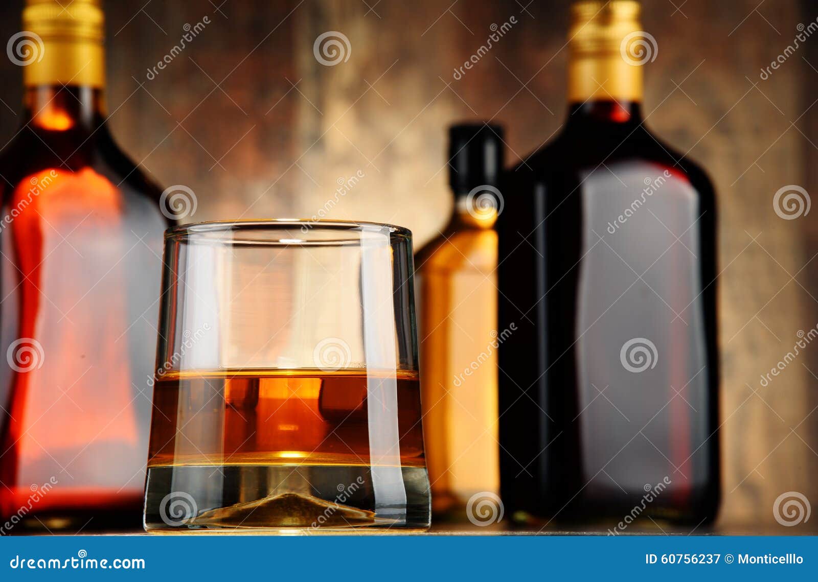 Bottles of Assorted Alcoholic Beverages Stock Image - Image of assorted ...