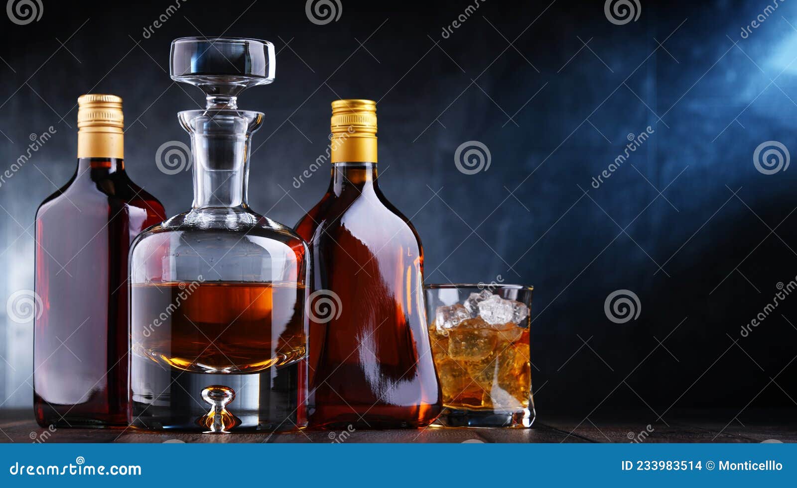 Bottles of Assorted Alcoholic Beverages Stock Photo - Image of glass ...