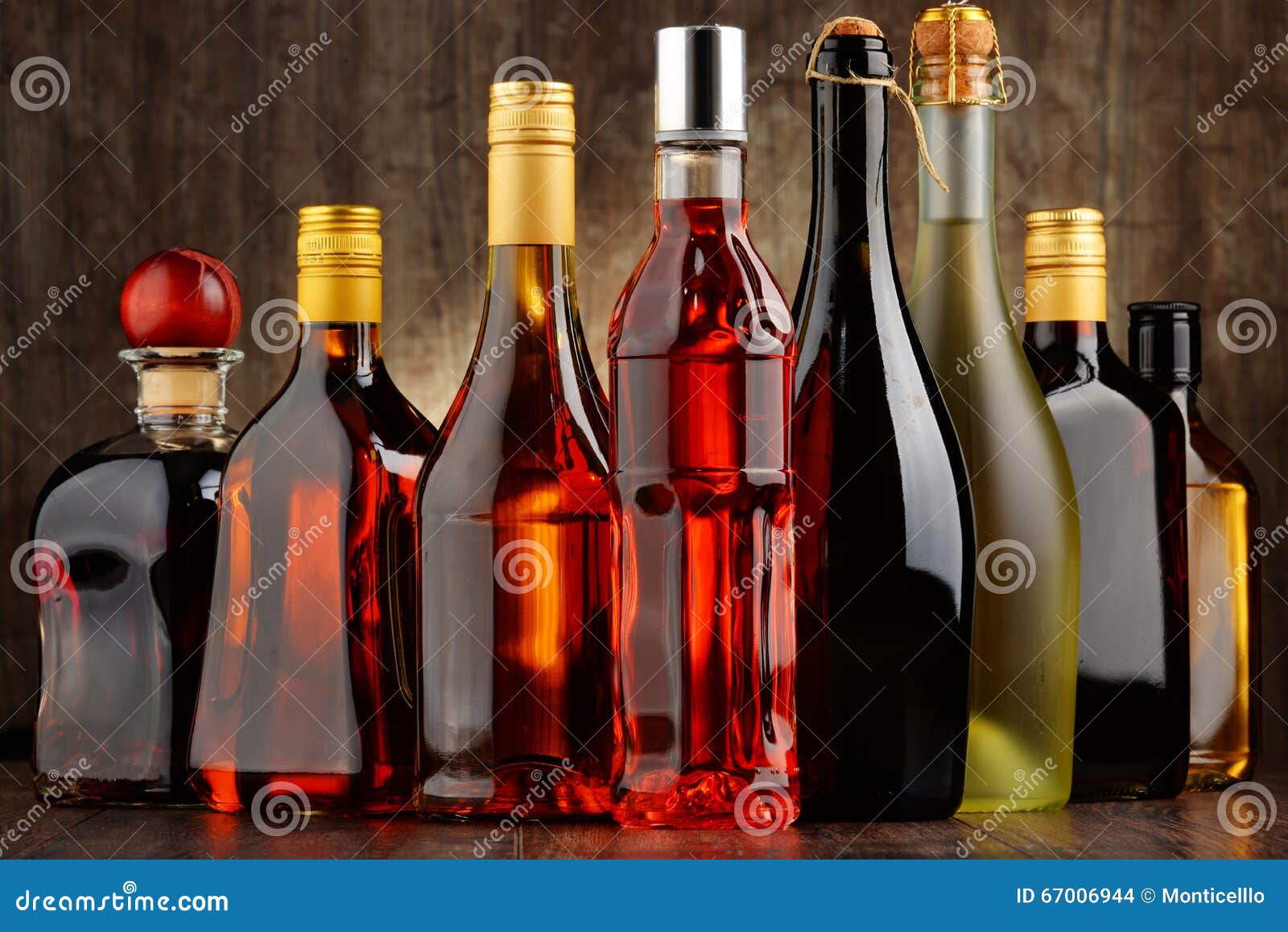 Bottles of Assorted Alcoholic Beverages Stock Photo - Image of ...