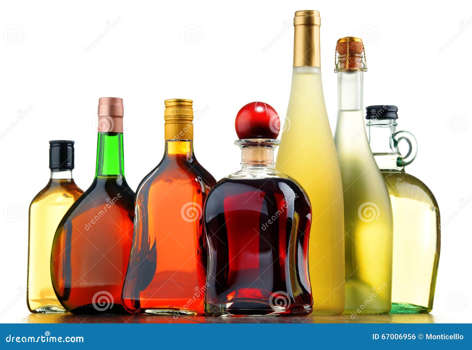 Bottles of Assorted Alcoholic Beverages Stock Photo - Image of ...