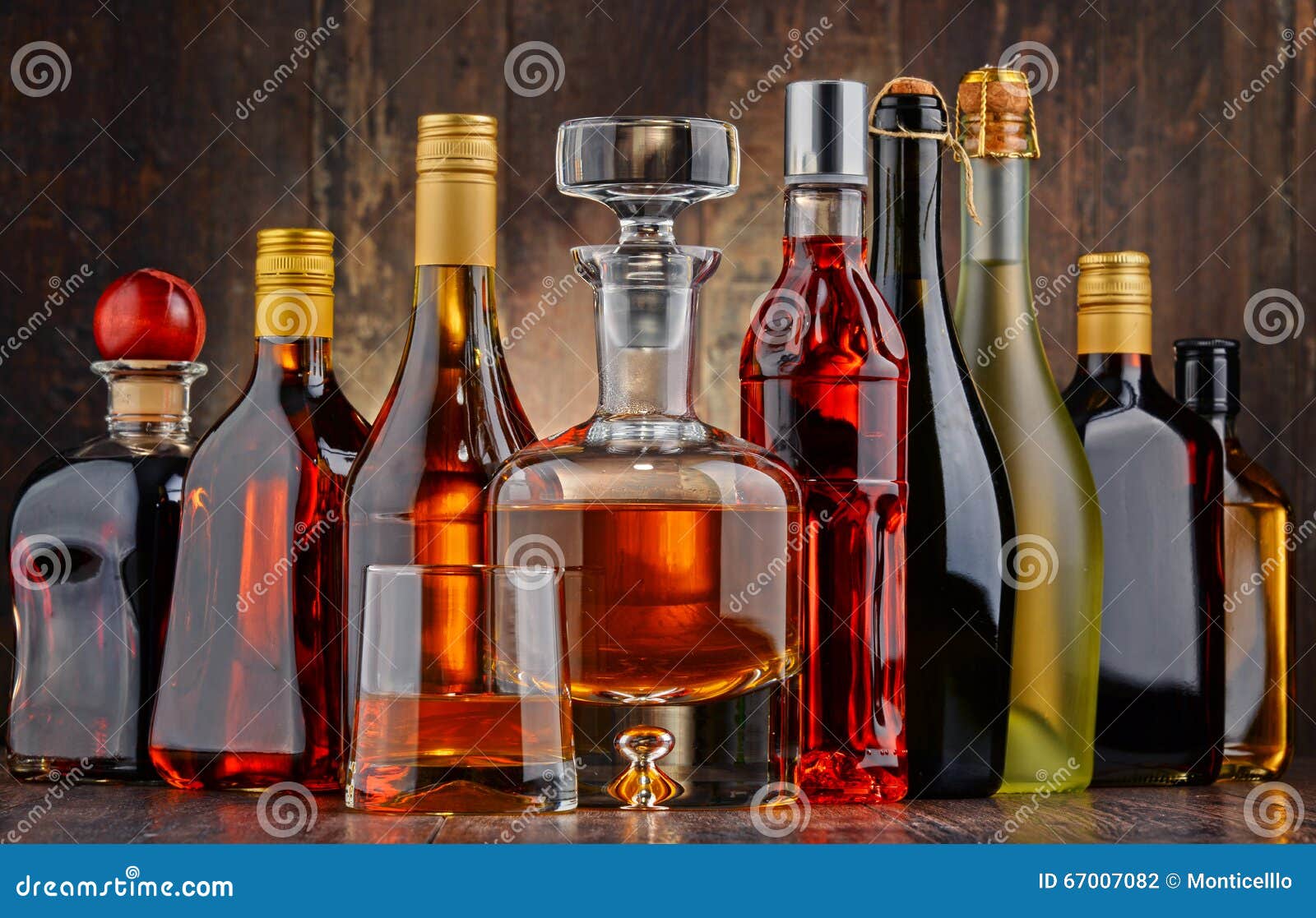 Bottles of Assorted Alcoholic Beverages Stock Photo - Image of assorted ...