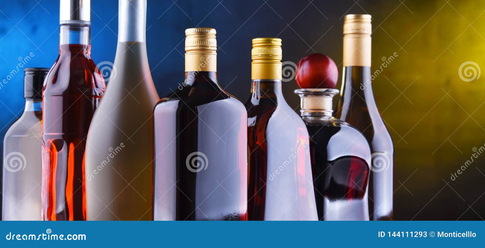 Bottles of Assorted Alcoholic Beverages Stock Image - Image of ...