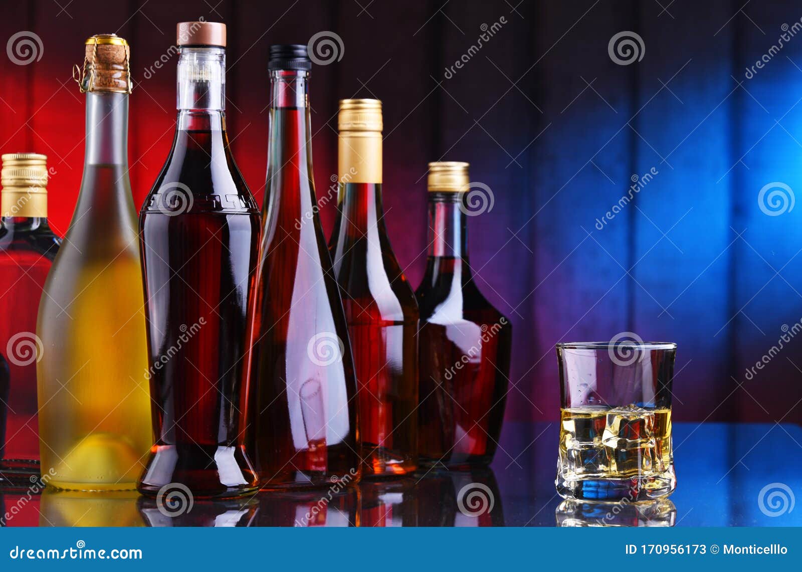 Bottles of Assorted Alcoholic Beverages Stock Image - Image of ...