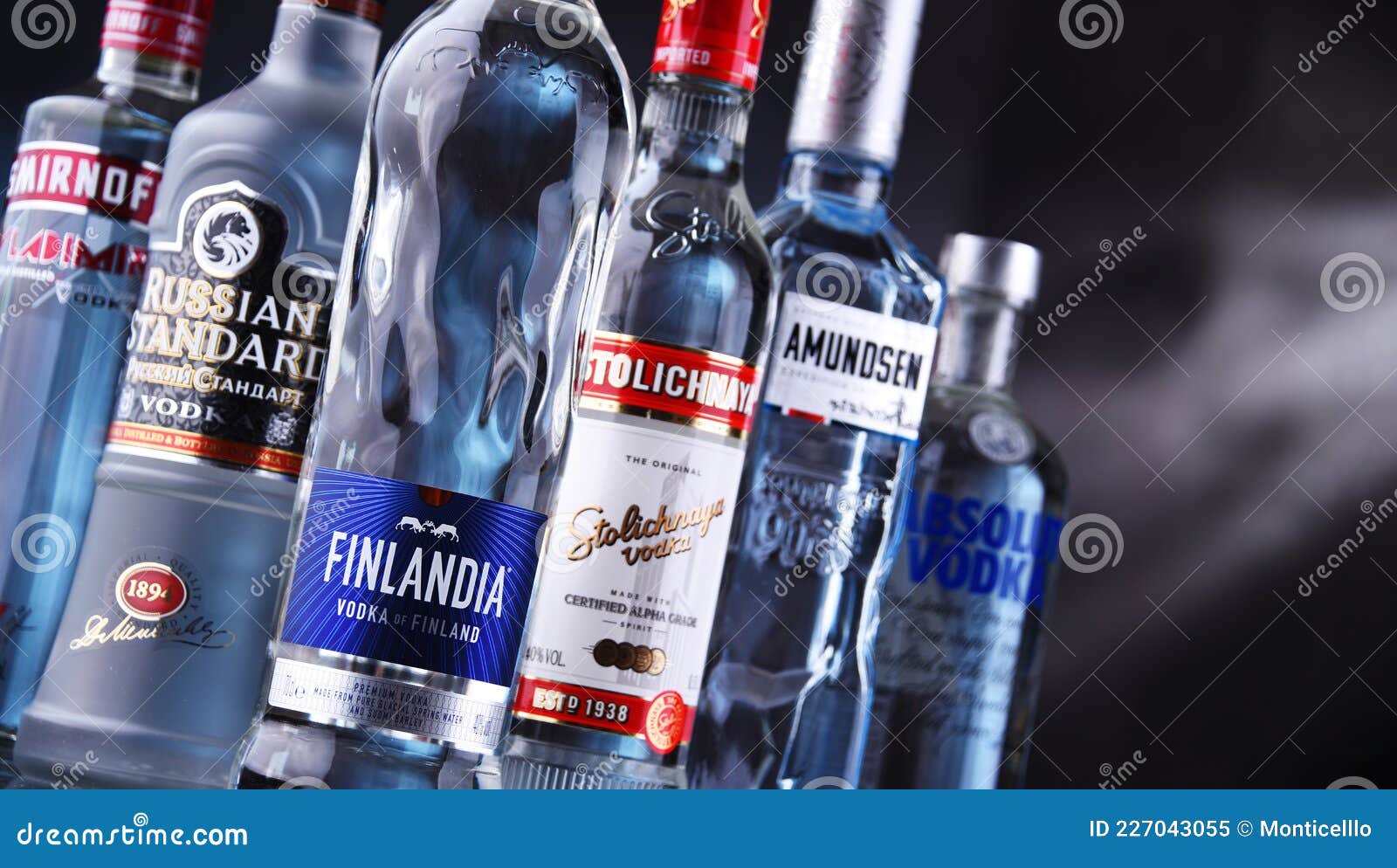 Bottles of Assorted Global Vodka Brands Editorial Image - Image of ...