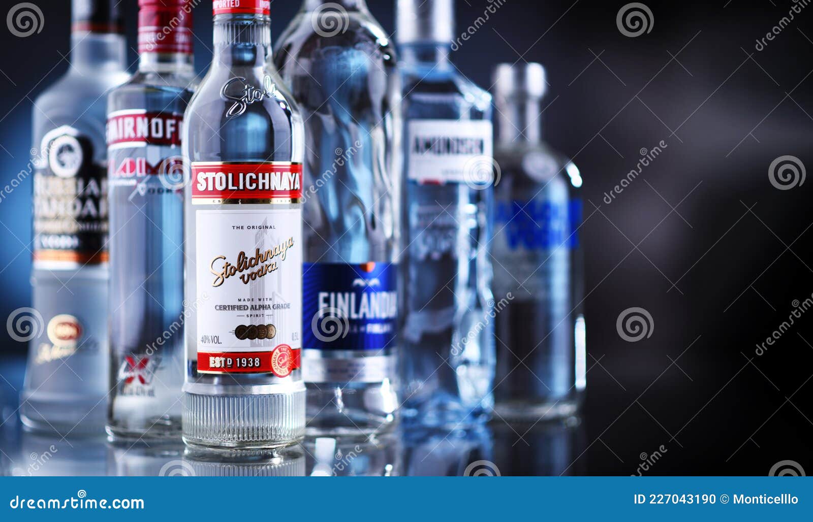 Bottles of Assorted Global Vodka Brands Editorial Image - Image of ...